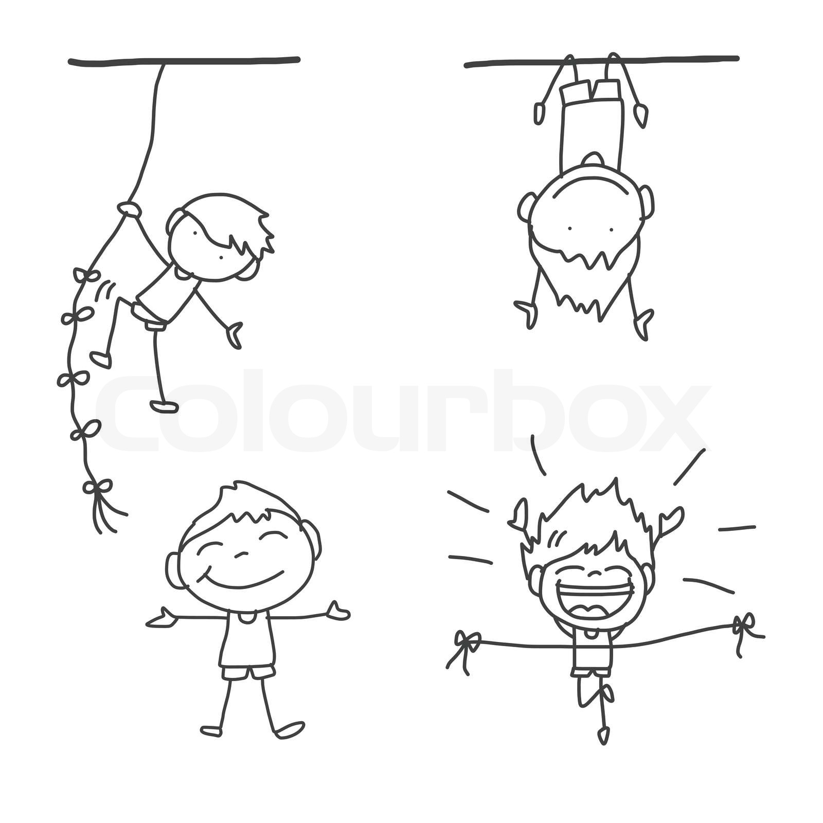hand drawing cartoon happy kids | Stock vector | Colourbox