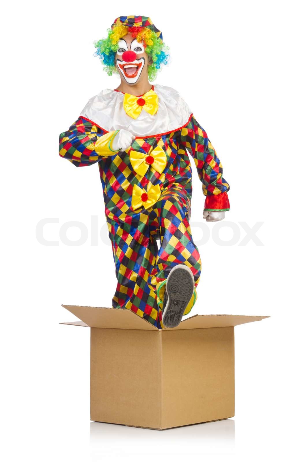 Clown springt aus der Box | Stock Bild | Colourbox