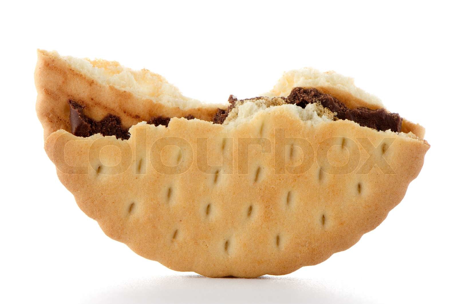 Half sandwich biscuit with chocolate filling | Stock image | Colourbox