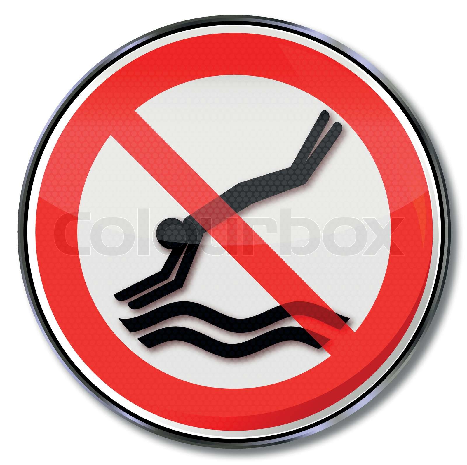 Verbotsschild bitte nicht in das Wasser springen | Stock-Vektor | Colourbox