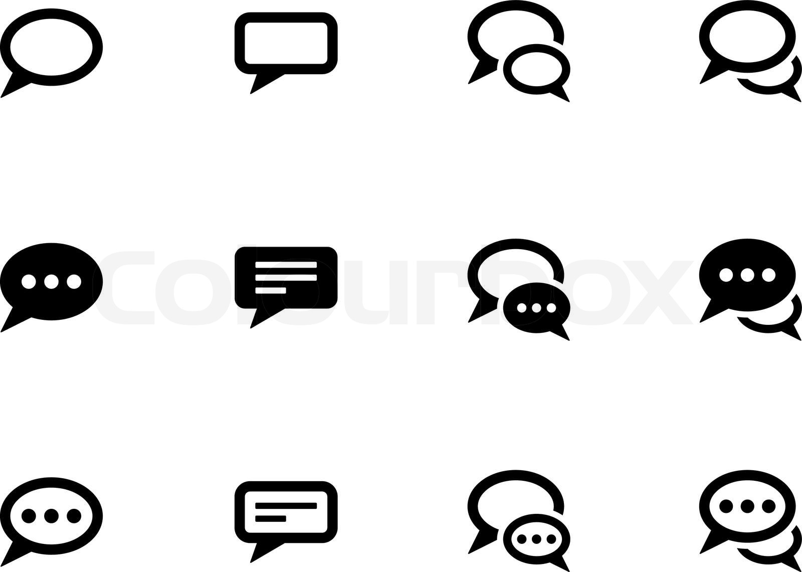 Taleboble ikoner på hvid baggrund | Stock vektor | Colourbox