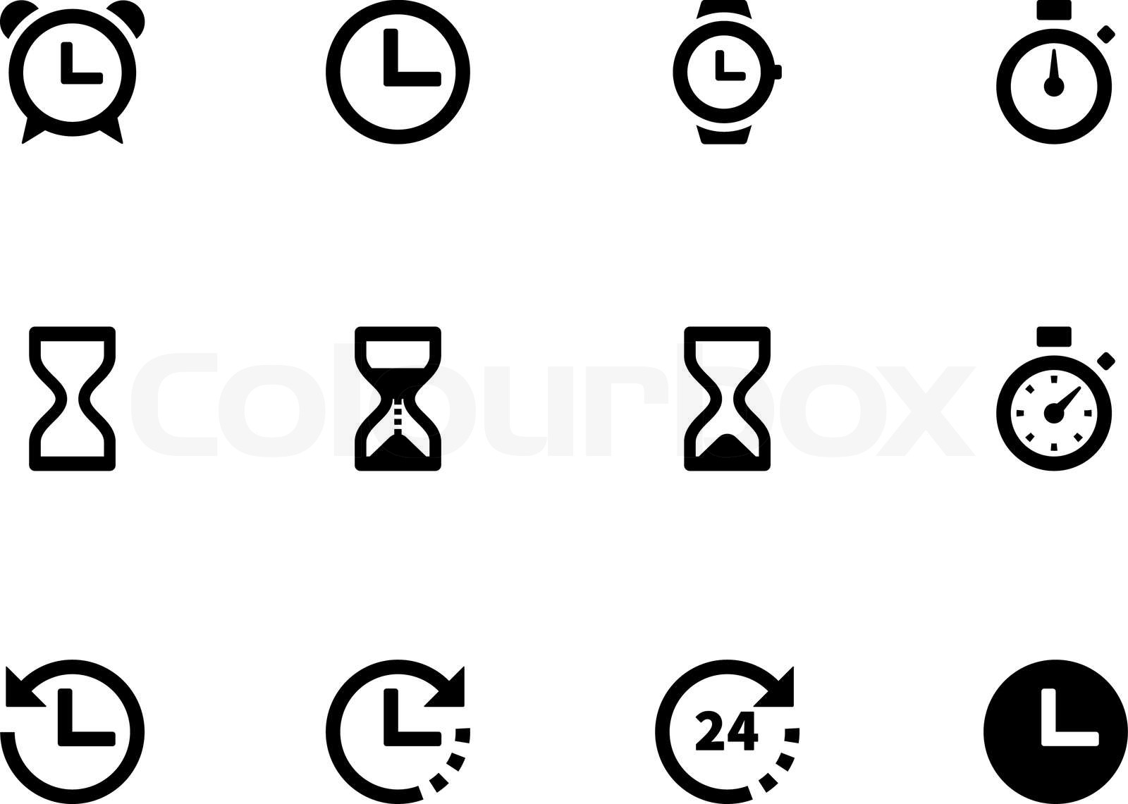 Zeit und Uhr -Symbole auf weißem Hintergrund | Stock-Vektor | Colourbox