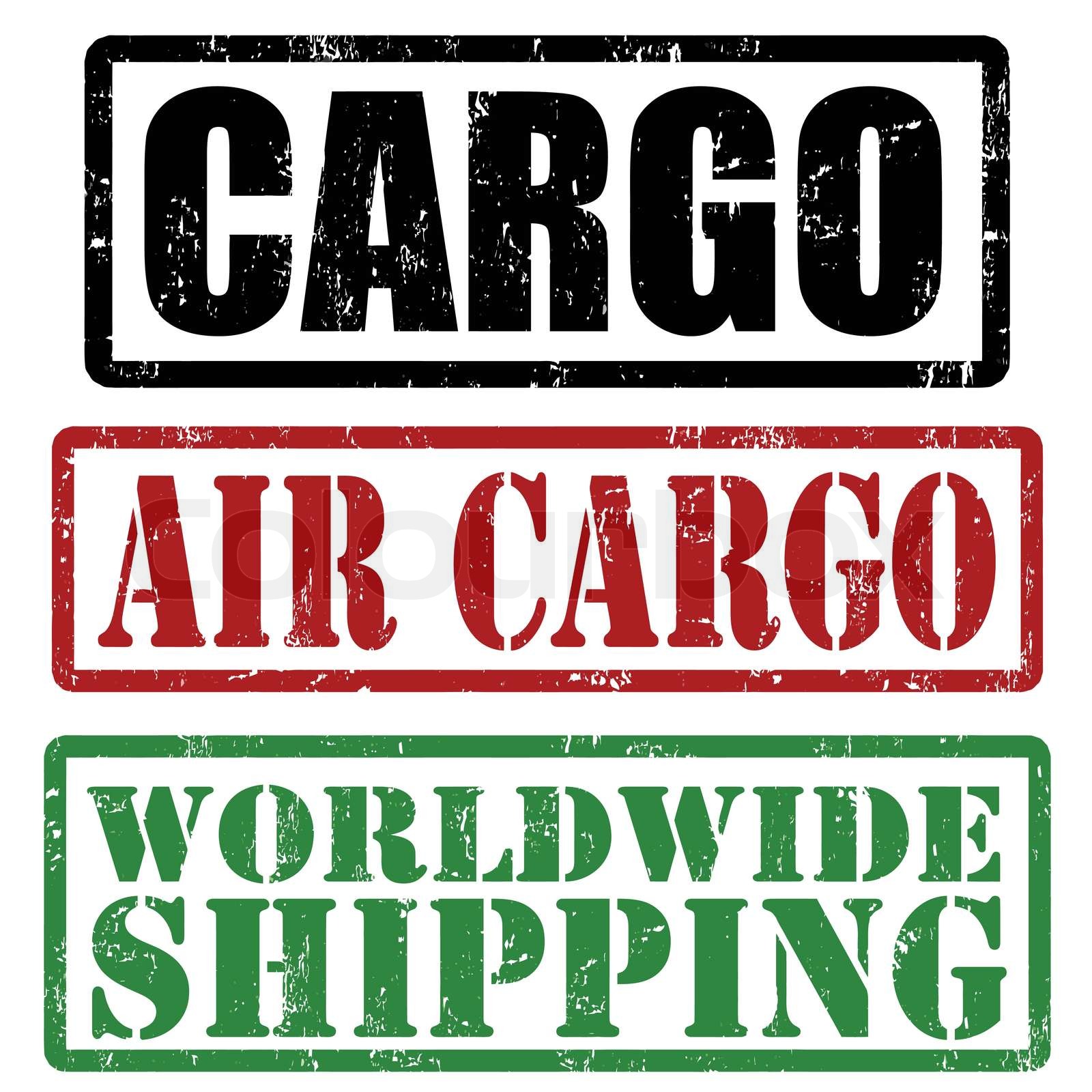 Cargo, air cargo and worldwide shipping stamps | Stock vector | Colourbox