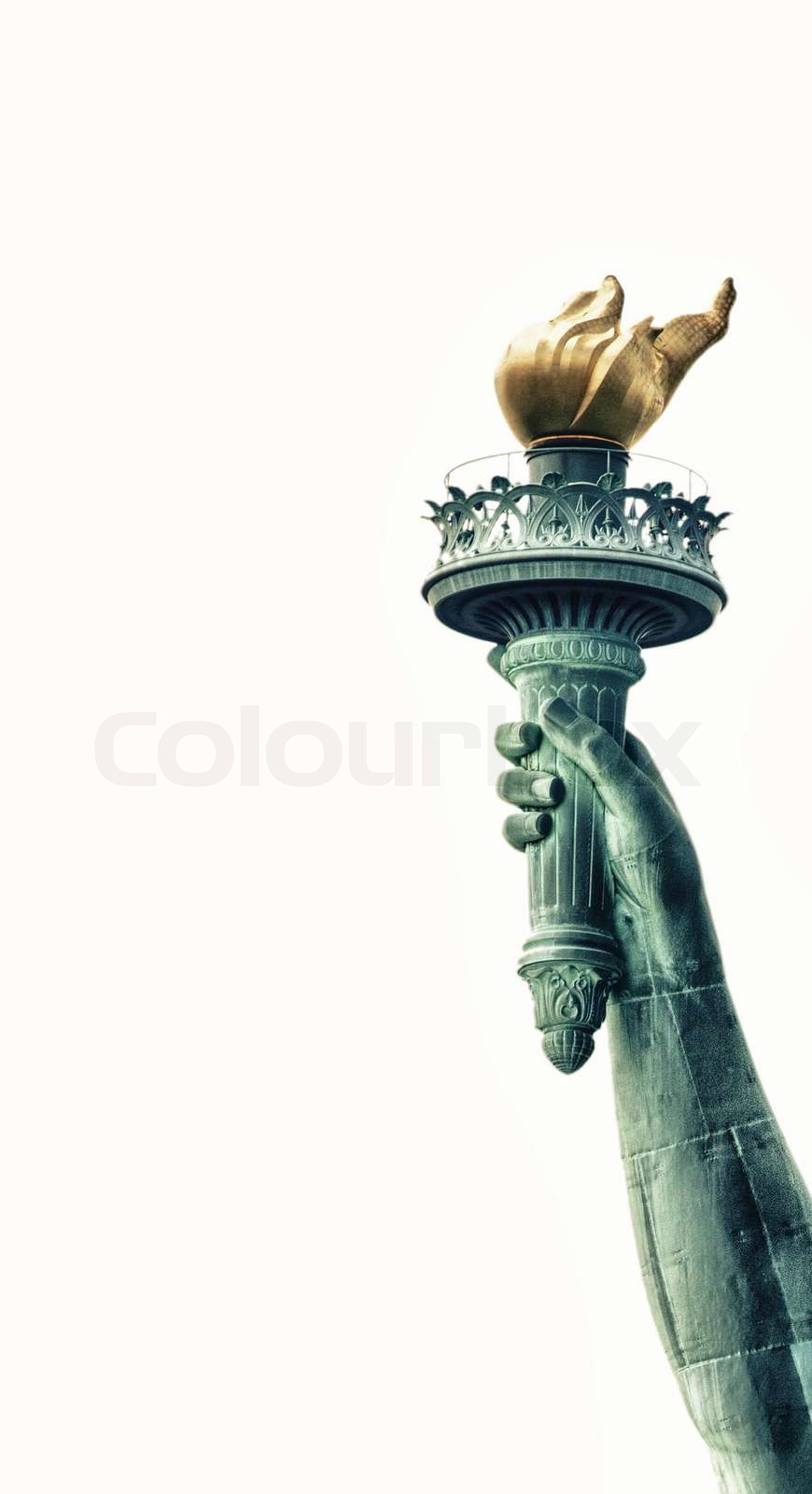 Statue of Liberty, detail of the Torch - Symbol of New York, isolated ...