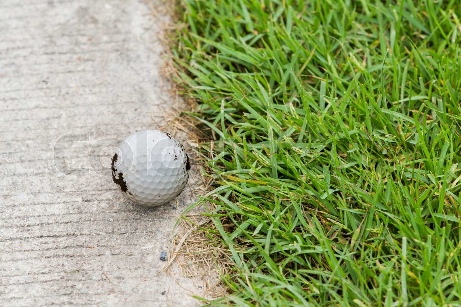 Golf ball on the cart path | Stock image | Colourbox