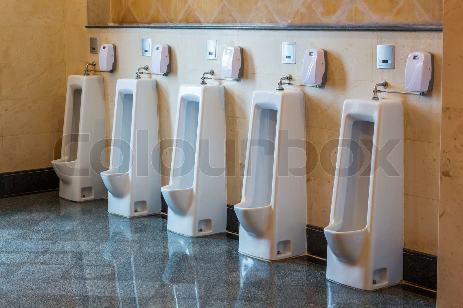 Urinals in public park restroom | Stock image | Colourbox
