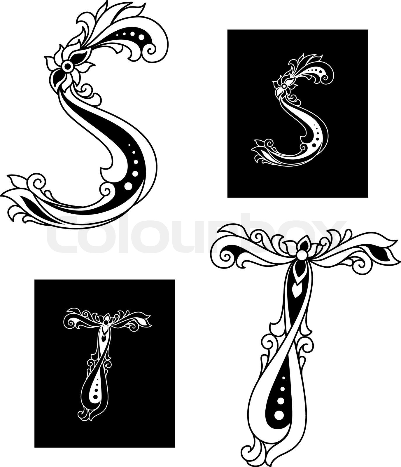 S and T title letters | Stock vector | Colourbox