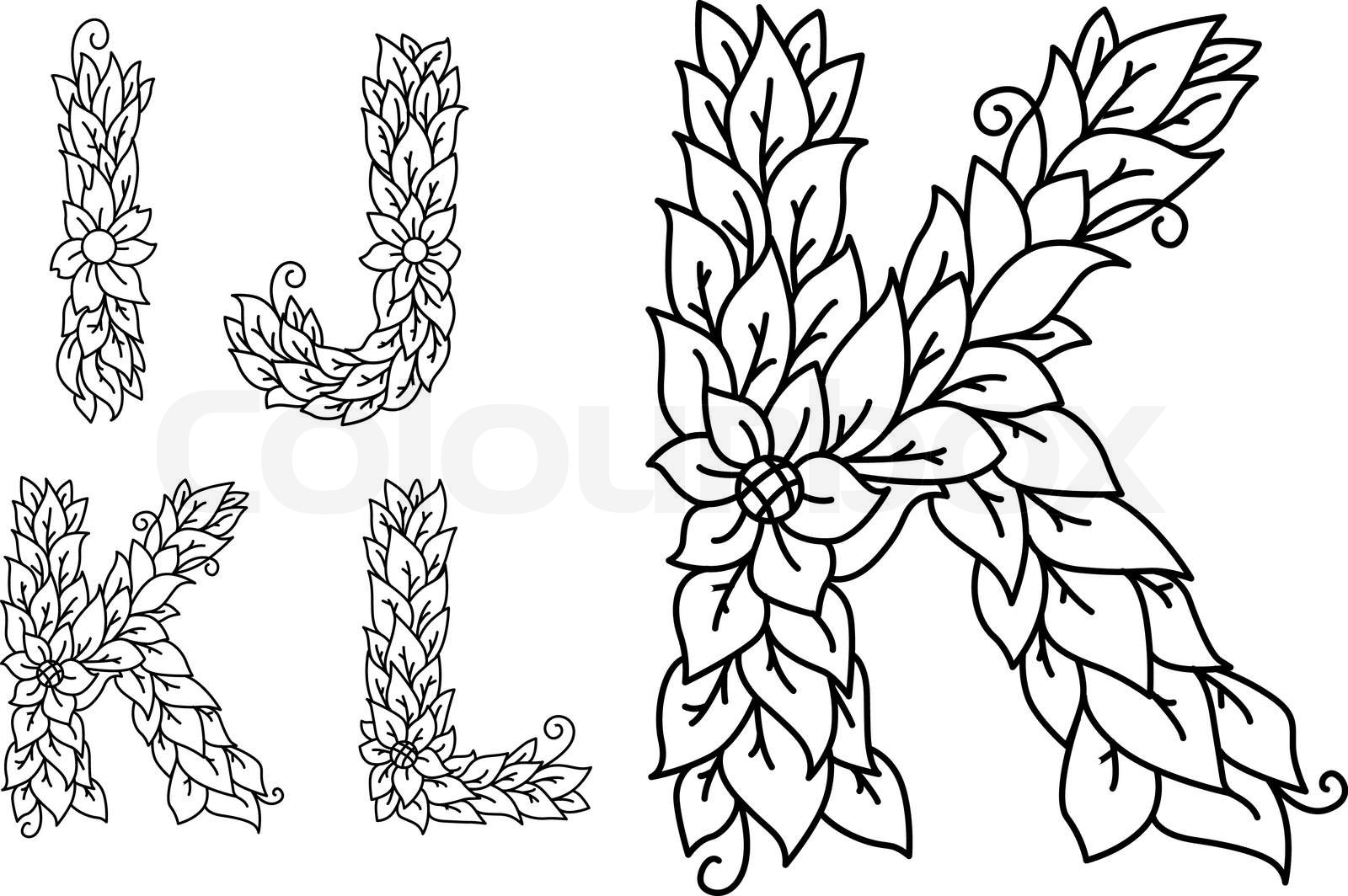 Set of letters in floral style | Stock vector | Colourbox