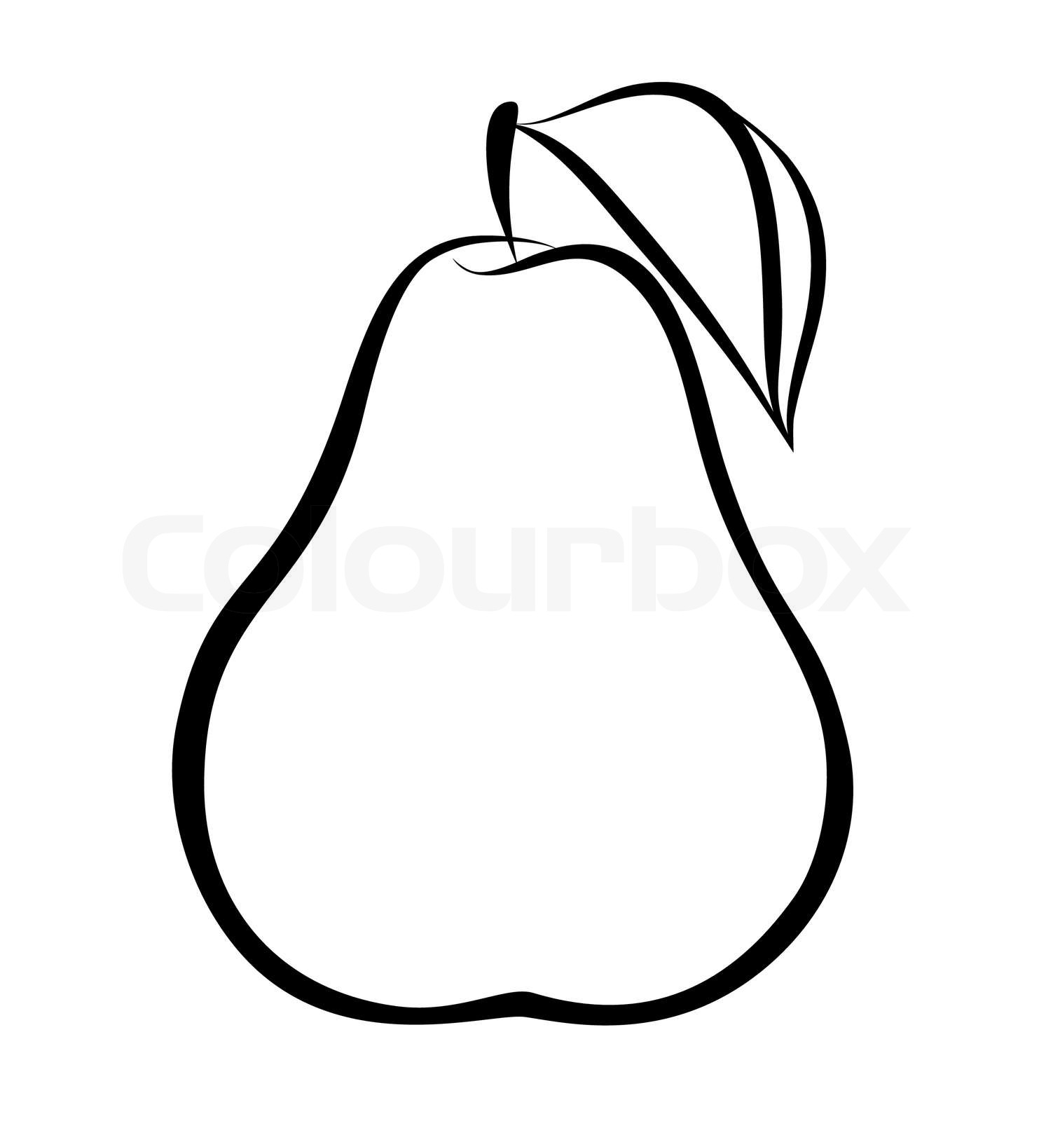 Vector monochrome illustration of pear logo | Stock vector | Colourbox