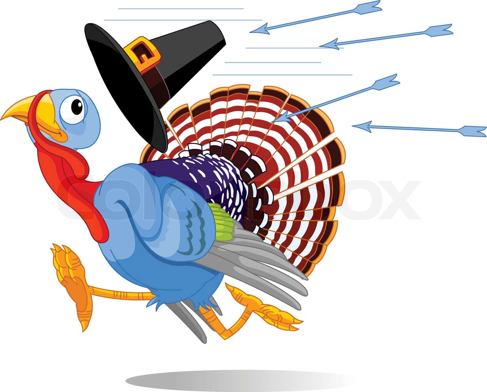 Cartoon Turkey escapes from the arrows | Stock vector | Colourbox