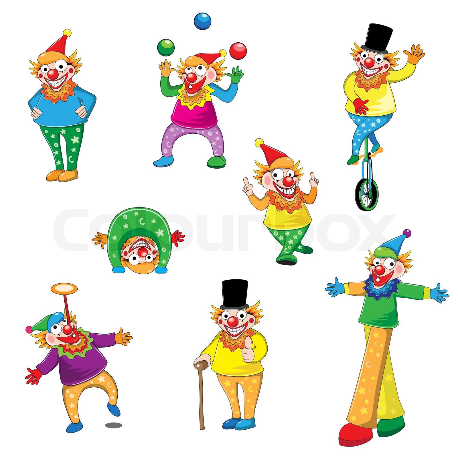 Set of joker cartoon | Stock vector | Colourbox