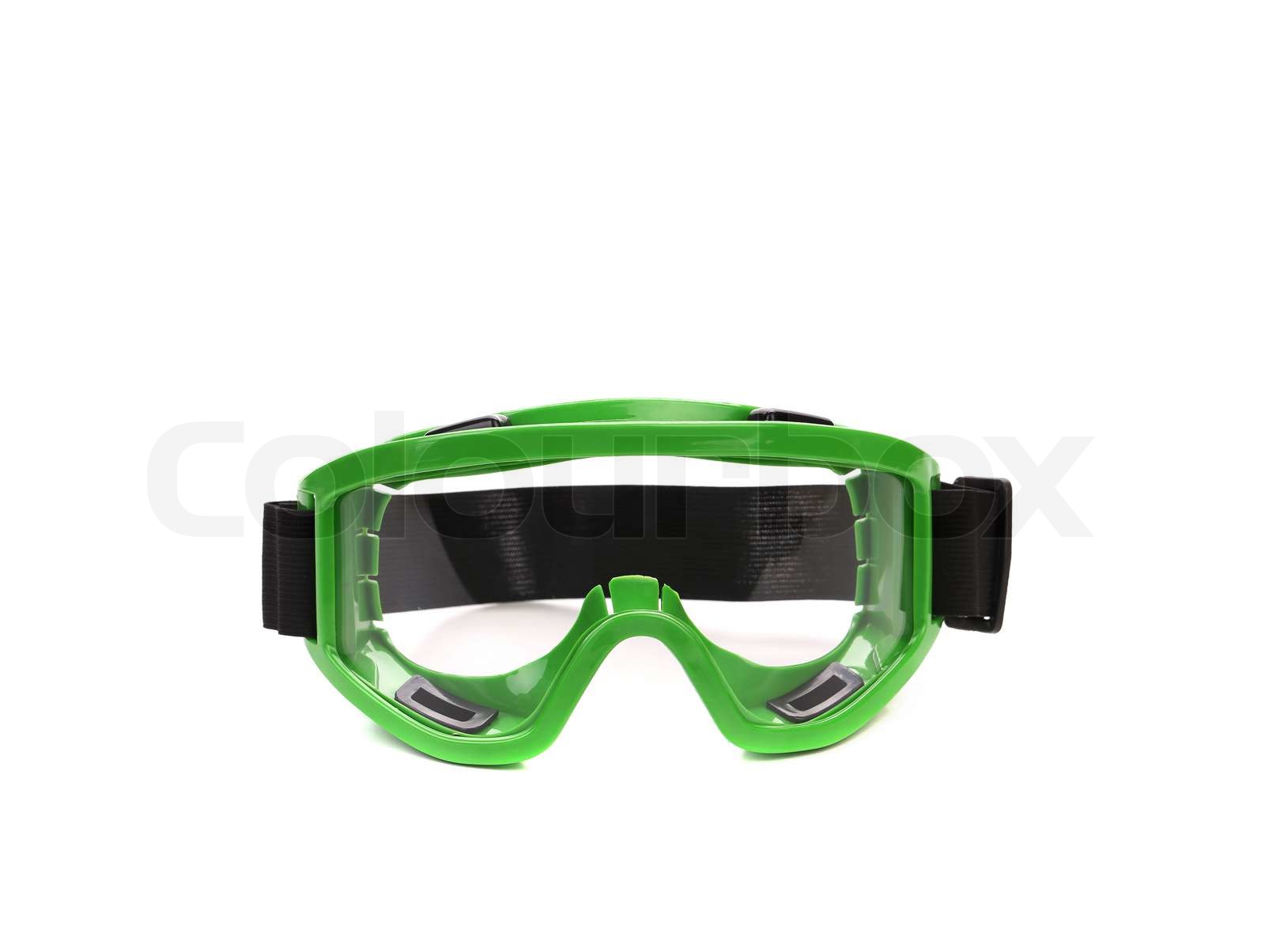 Green protective glasses isolated on white | Stock image | Colourbox
