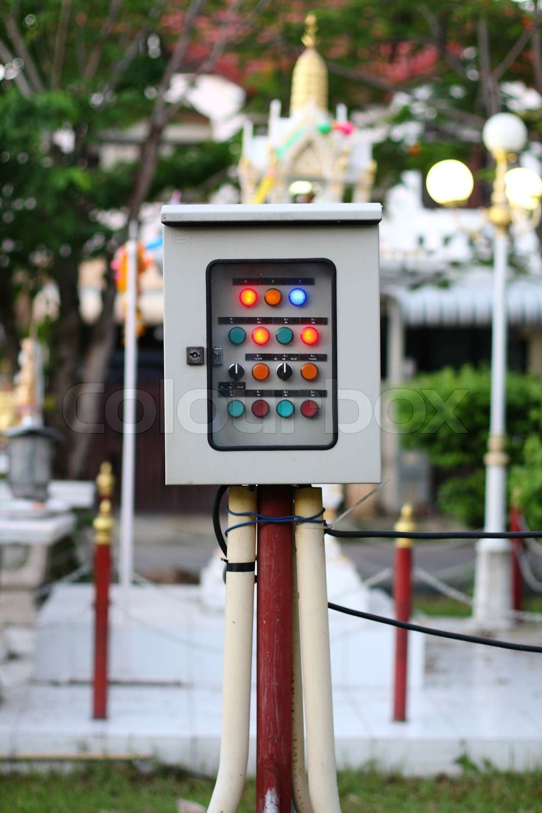 Electrical control box in the garden | Stock image | Colourbox