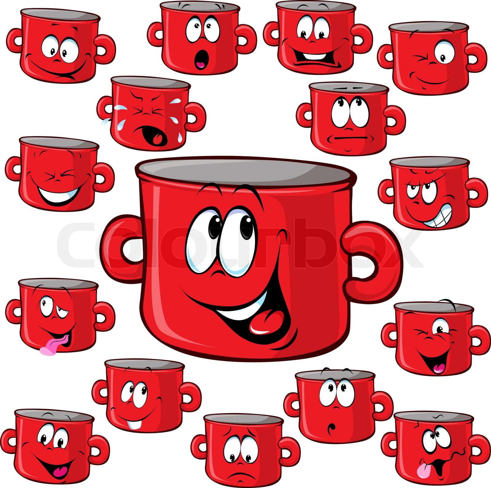 Topf-Cartoon mit vielen Ausdrücken | Stock-Vektor | Colourbox