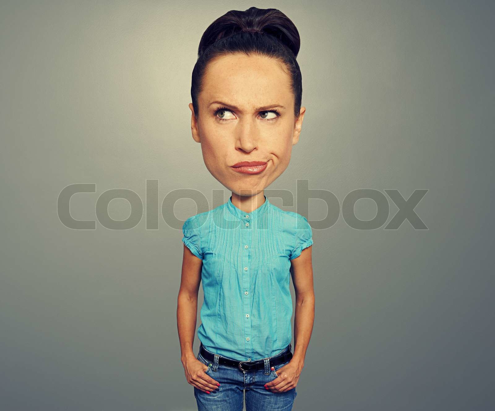 cartoon girl expressing dissatisfaction | Stock image | Colourbox