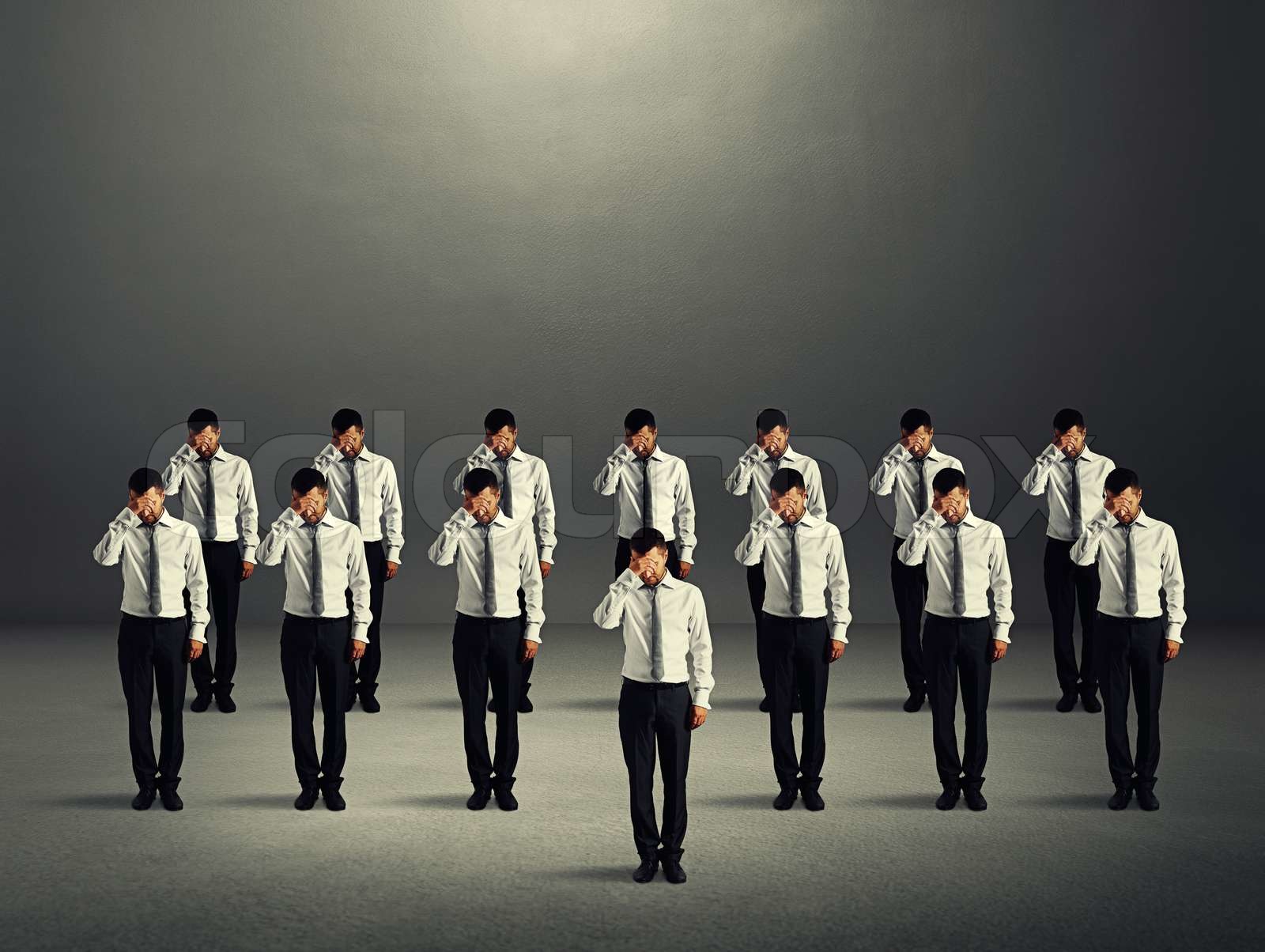depressed crowd in dark room | Stock image | Colourbox