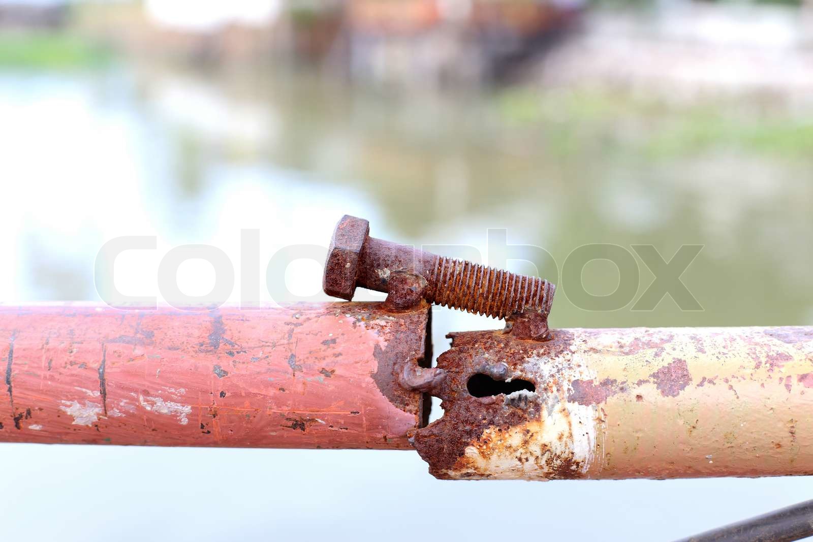 Rusty steel tubing is connected | Stock image | Colourbox