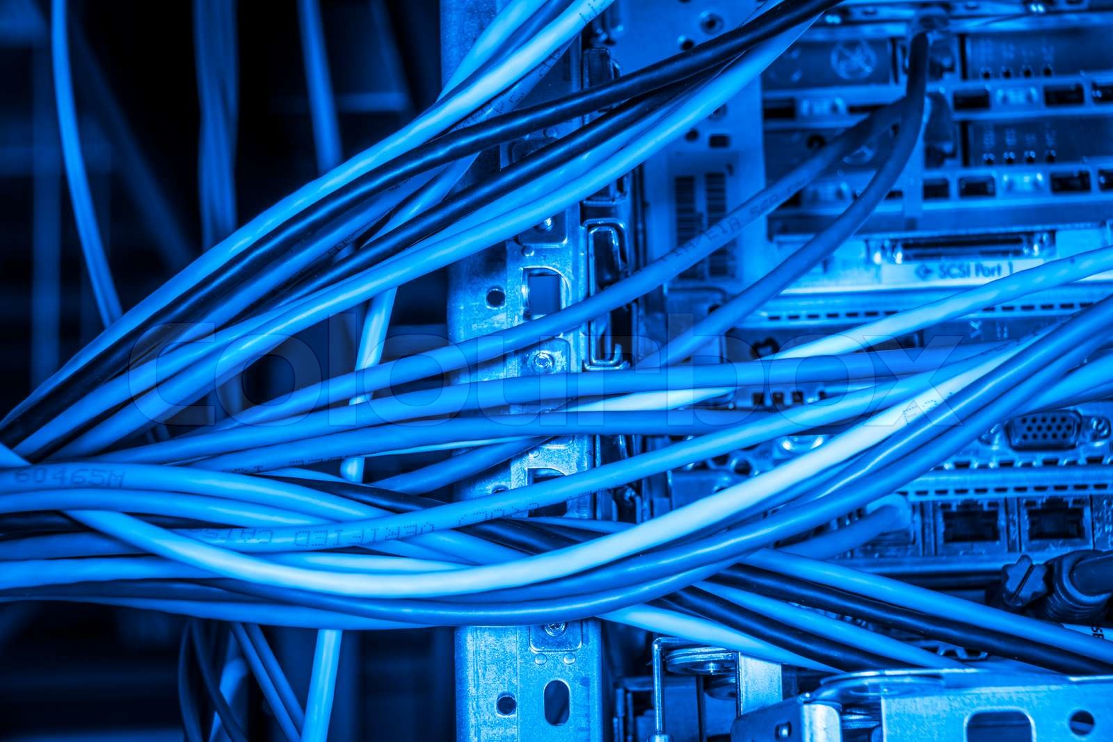 network hub and patch cables | Stock image | Colourbox