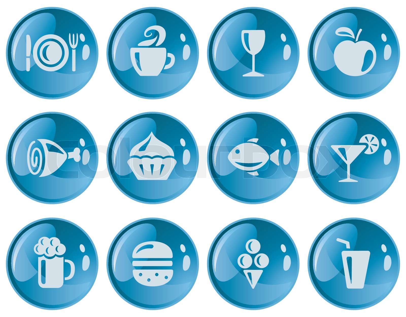 Food and drink buttons | Stock vector | Colourbox