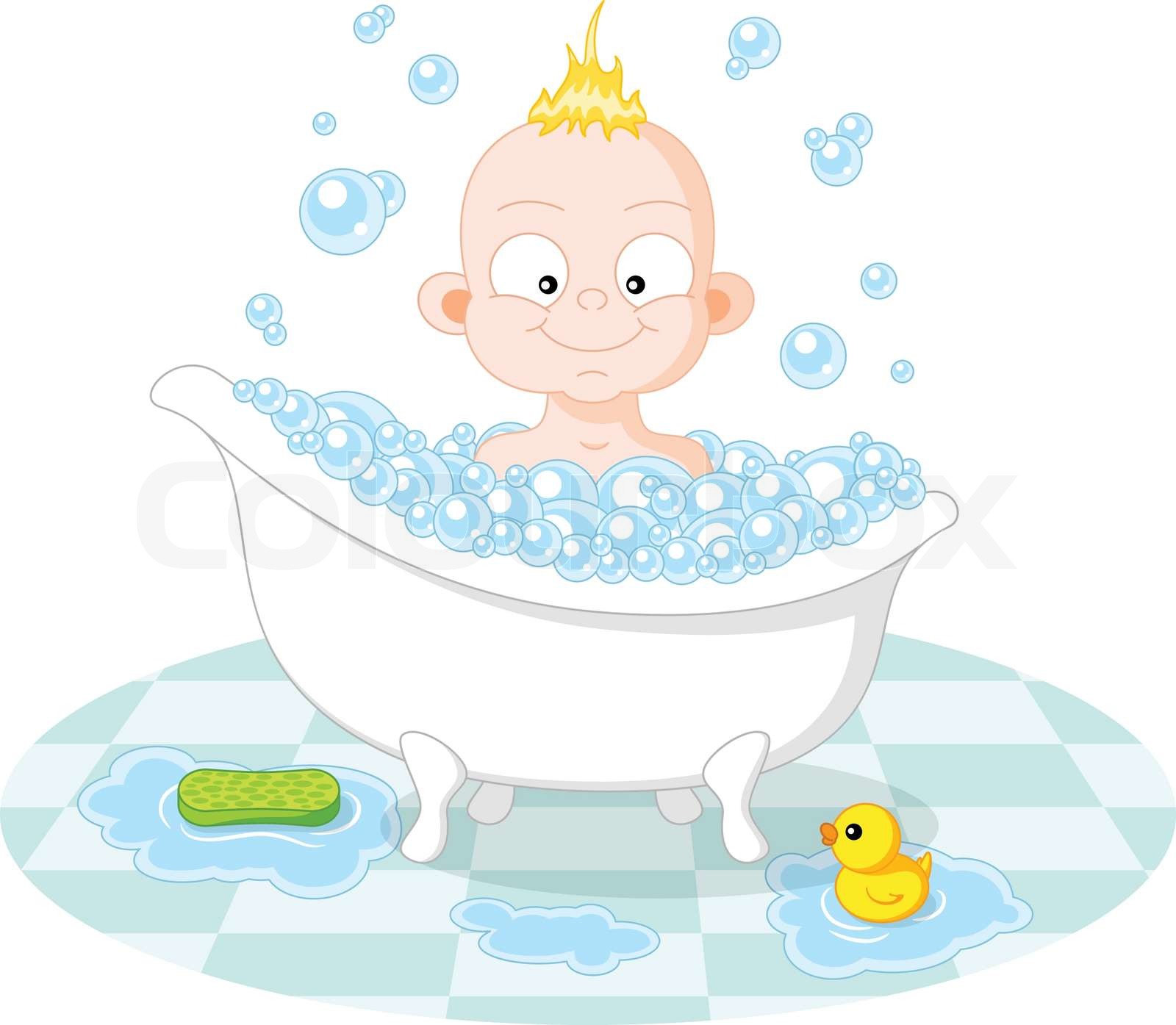 Happy Smiling Boy in the Bath | Stock vector | Colourbox