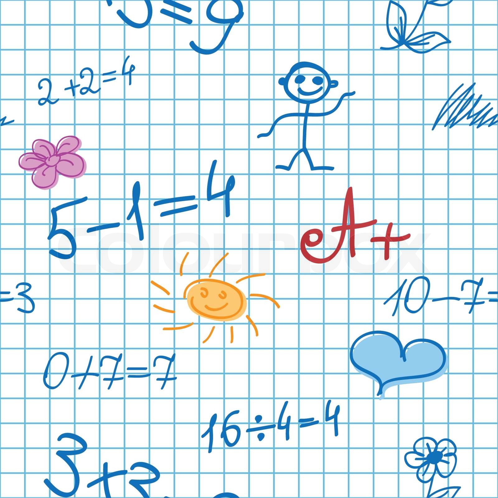 Seamless Background with Math Formulas on Notebook Sheet | Stock vector ...