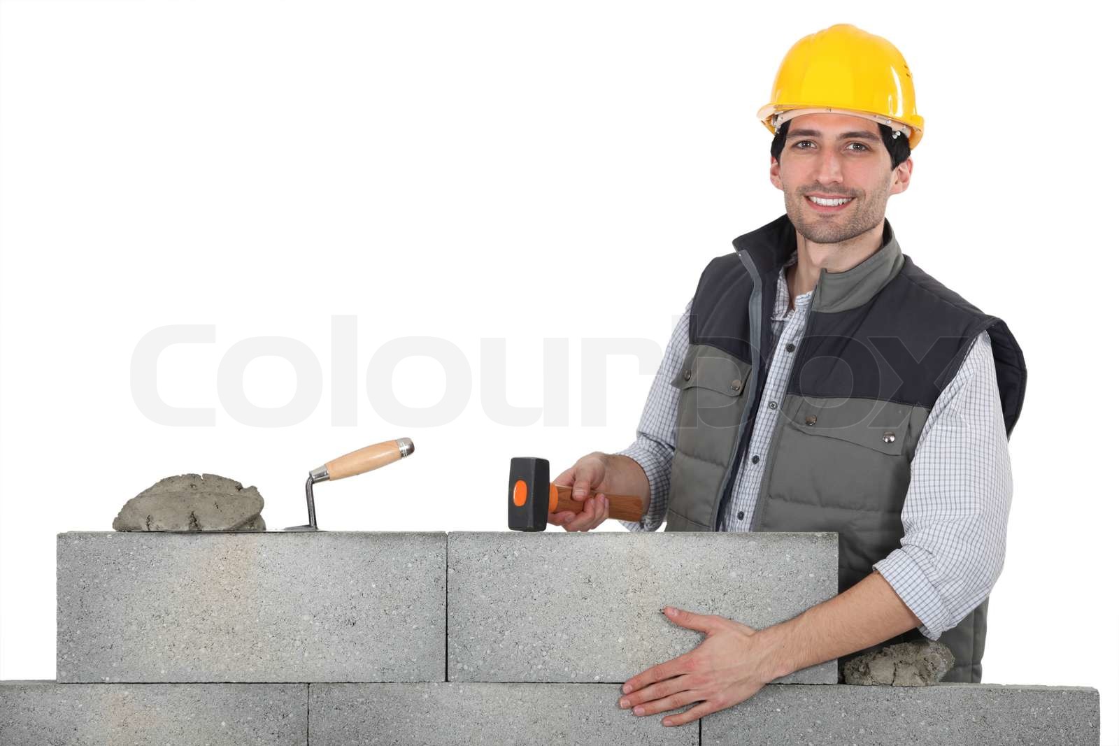 Man building wall | Stock image | Colourbox