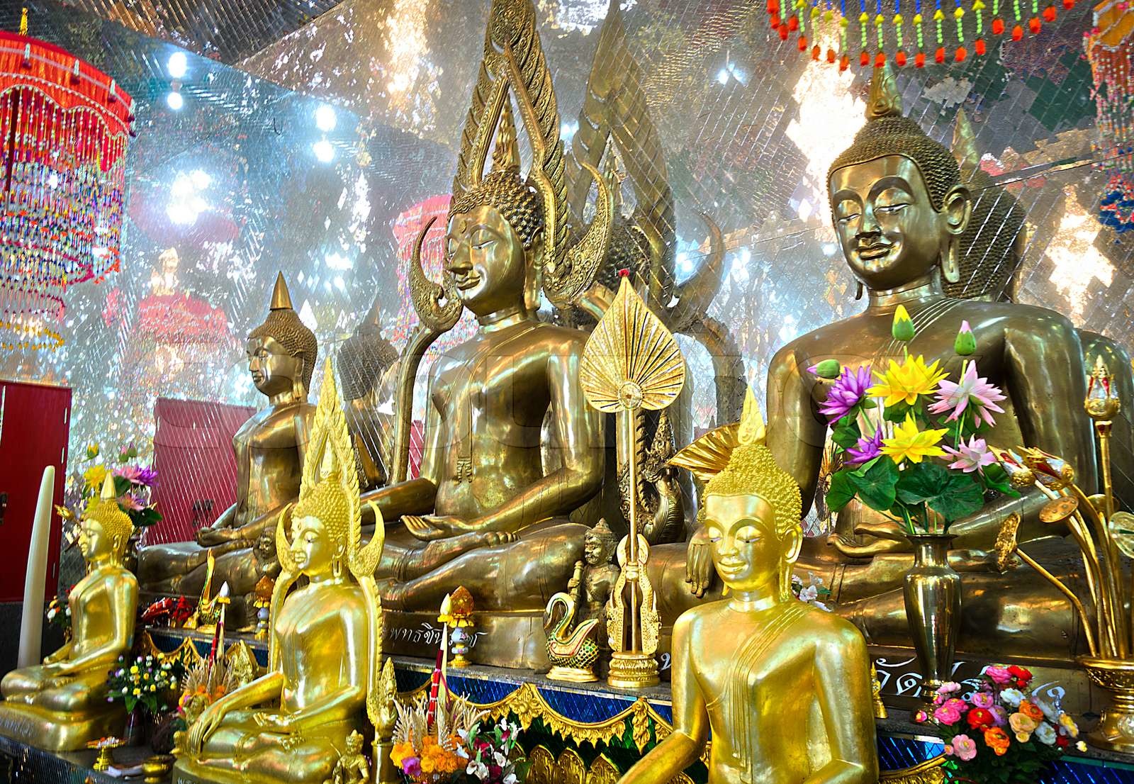 Seated Buddha Images in Attitude of Subduing Mara and Meditation with ...