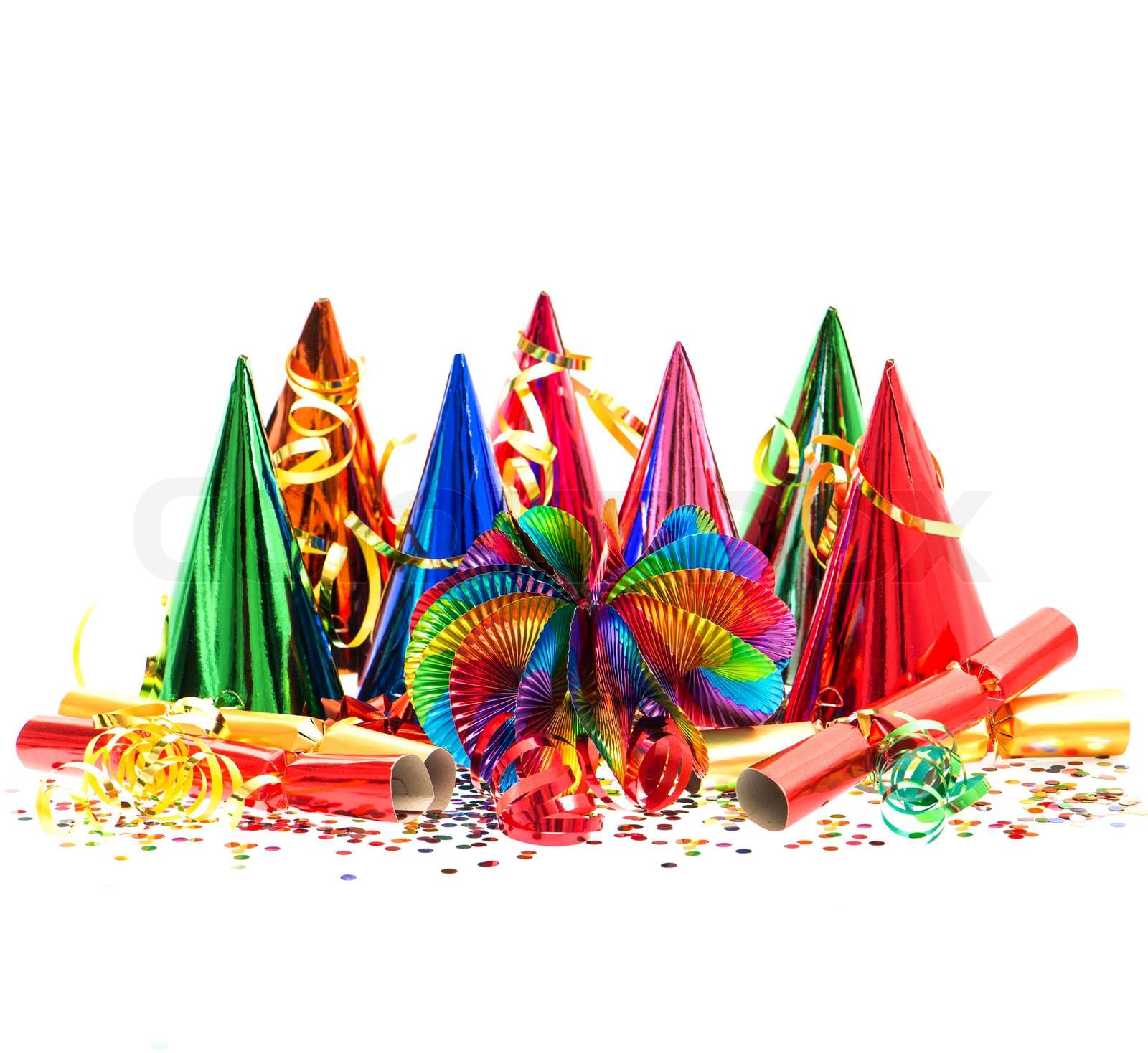 guirlander , streamer , fest hatte og konfetti | Stock foto | Colourbox