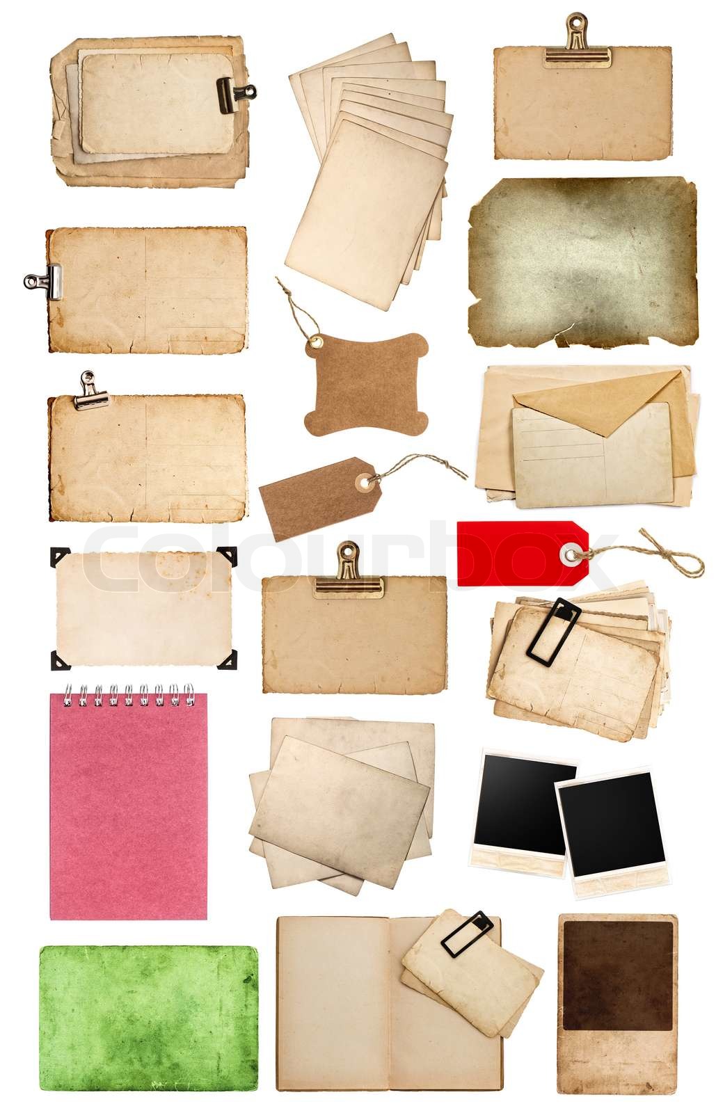 set of various old paper sheets and tags | Stock image | Colourbox
