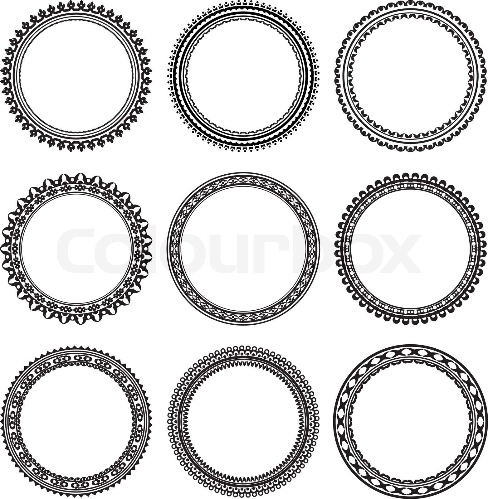 Satz von 9 Runden Rahmen | Stock-Vektor | Colourbox