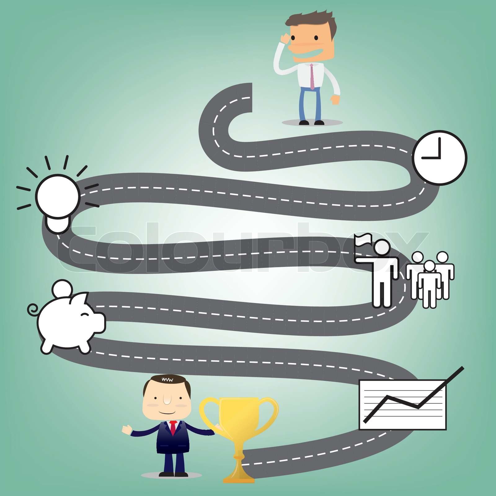 Geschäftsmann Cartoon-Figur mit zum Erfolg | Stock-Vektor | Colourbox