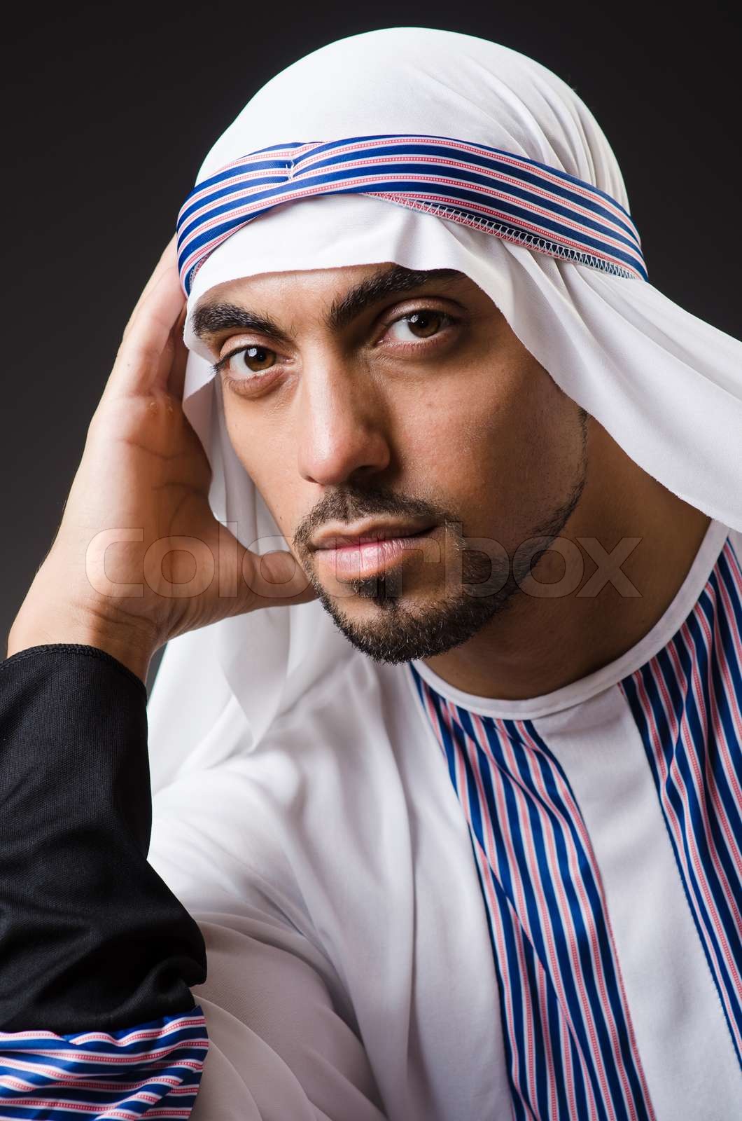 Arab man in deep thinking mode | Stock image | Colourbox
