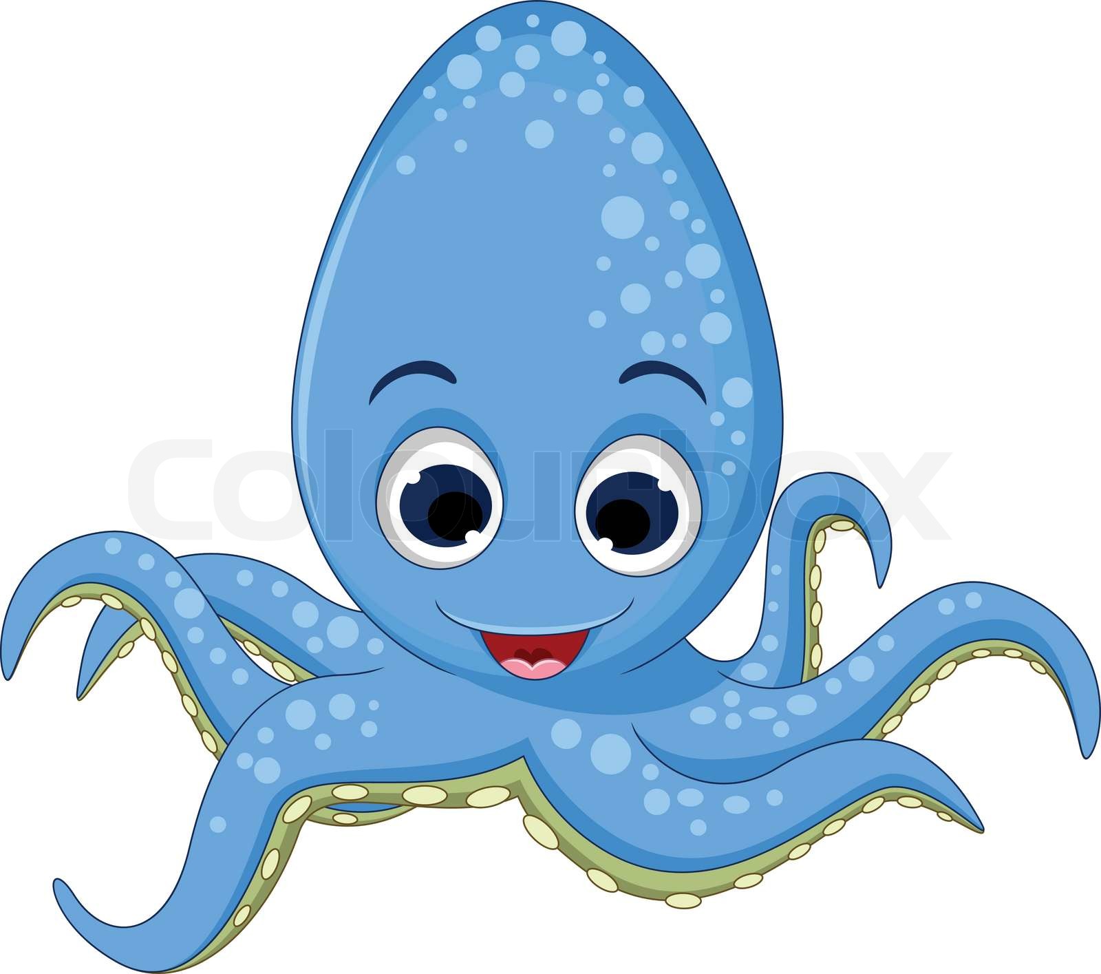 cute blue octpus cartoon smiling | Stock vector | Colourbox