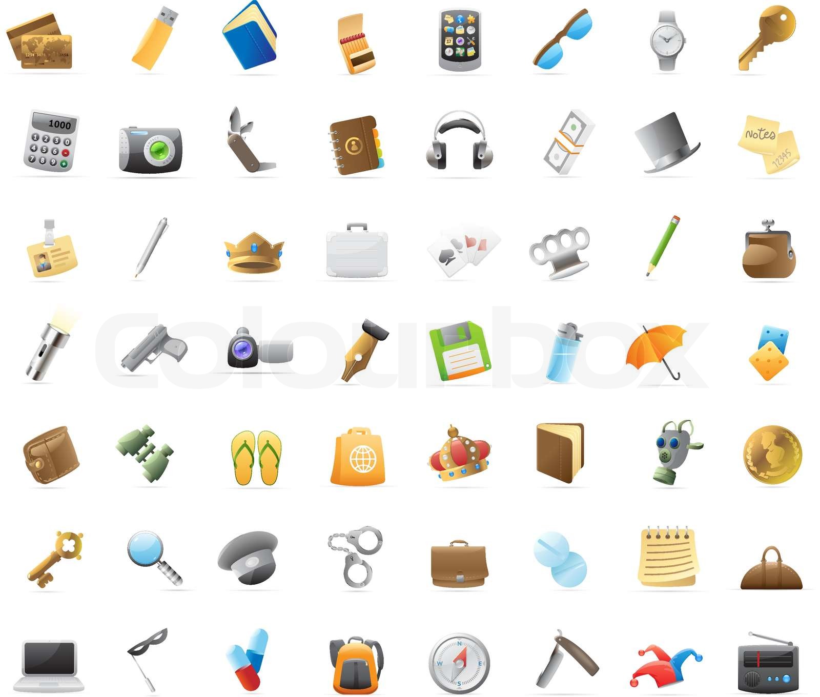 Icons for personal belongings | Stock vector | Colourbox
