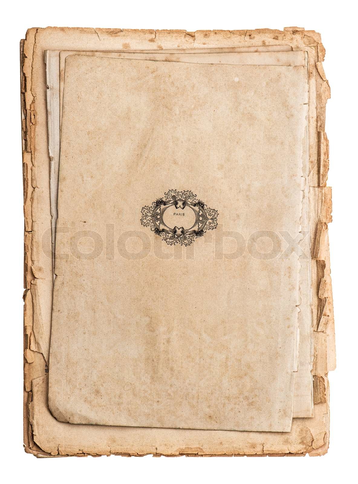 stack of old papers isolated on white | Stock image | Colourbox