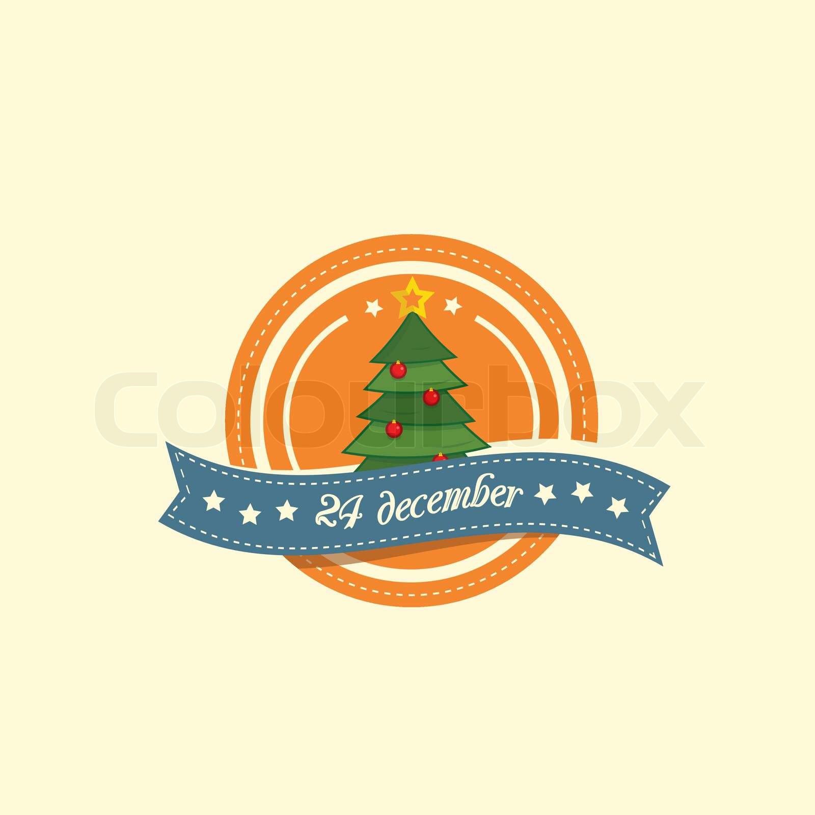 Xmas tree label in orange | Stock vector | Colourbox