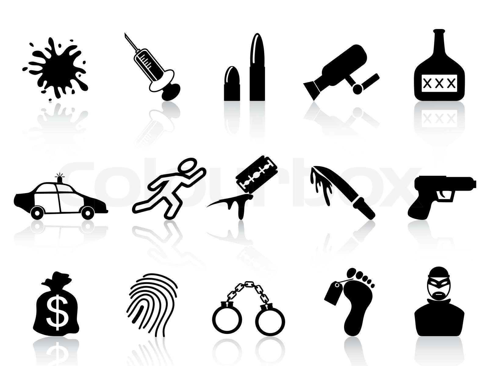 crime icons set | Stock vector | Colourbox