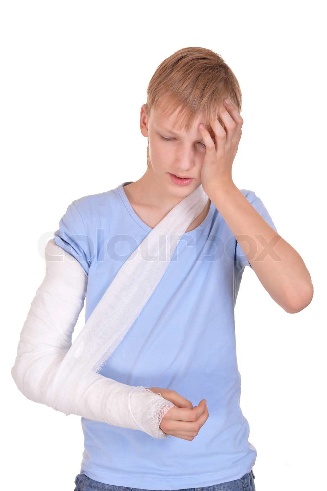 boy with a broken arm | Stock image | Colourbox