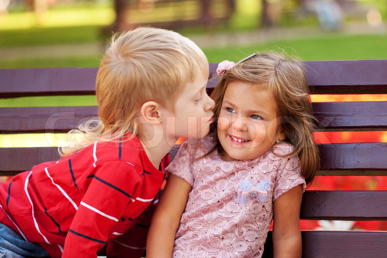 Little couple in love outdoor | Stock image | Colourbox