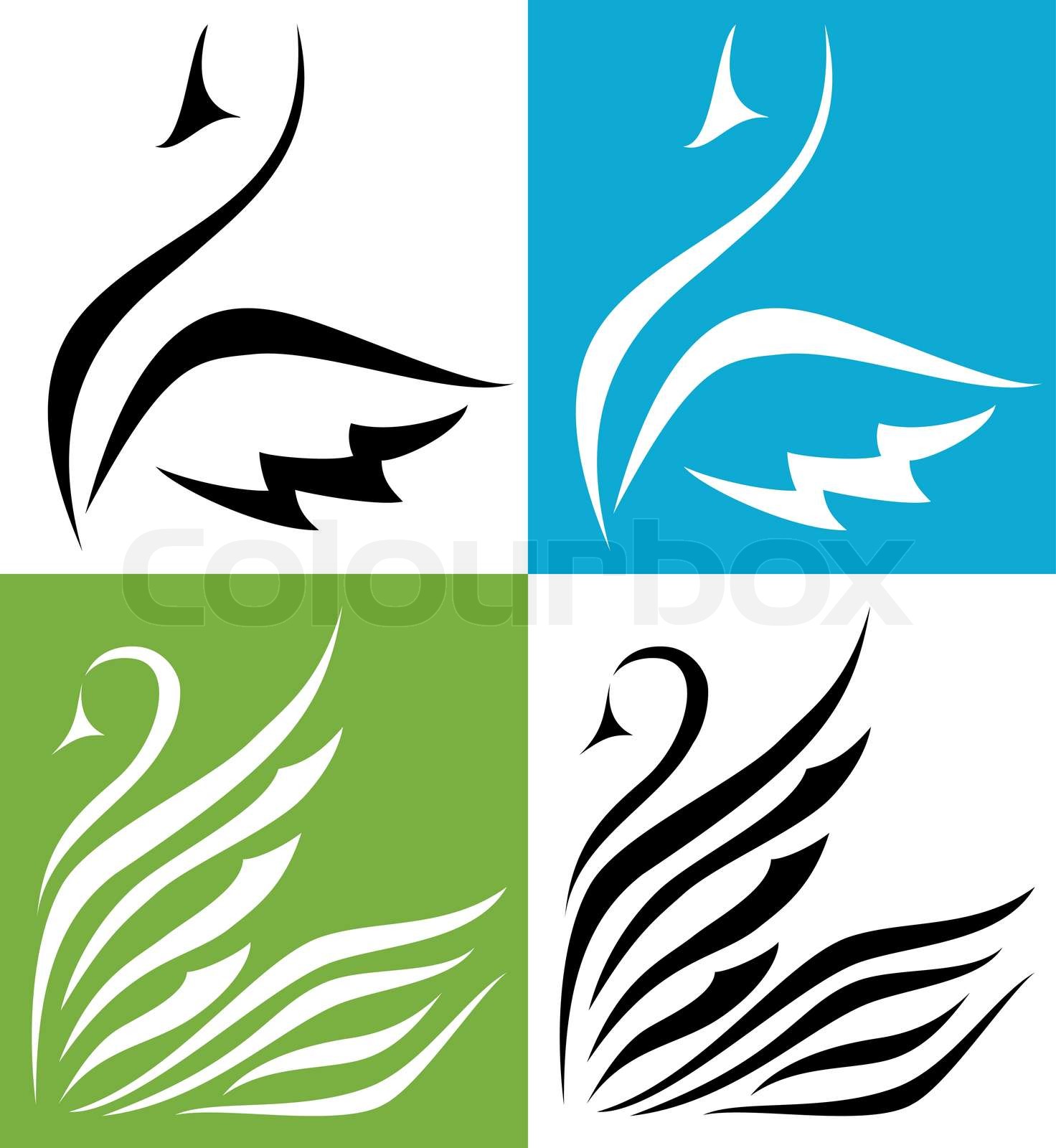 Silhuet af en svane | Stock vektor | Colourbox