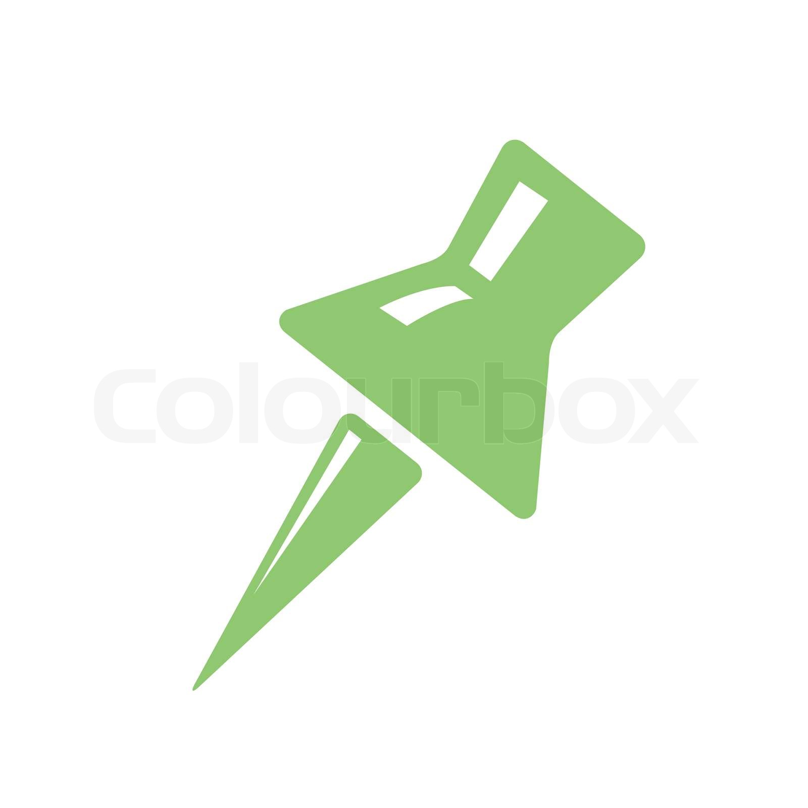 Push pin icon in green | Stock vector | Colourbox