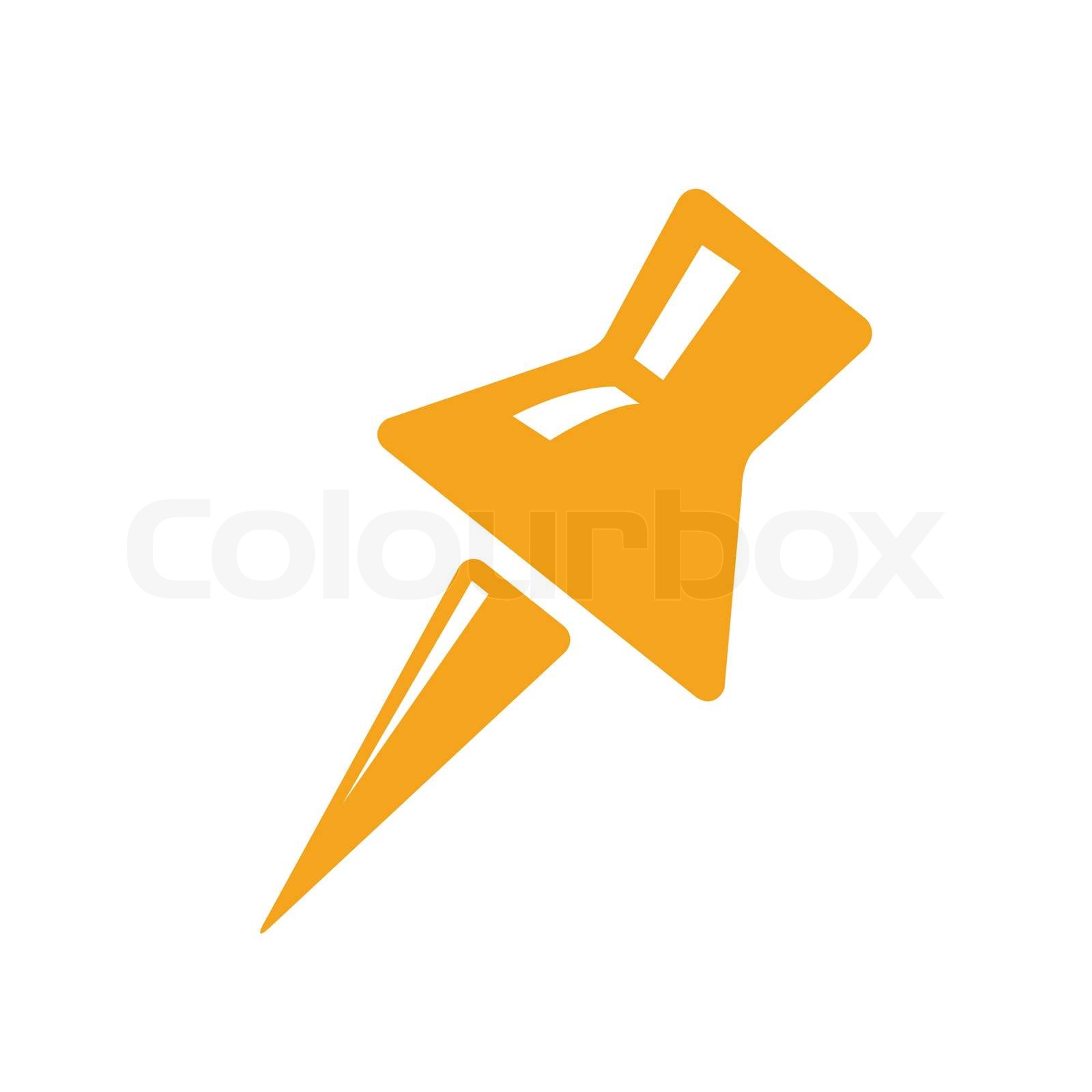Push pin icon in orange | Stock vector | Colourbox
