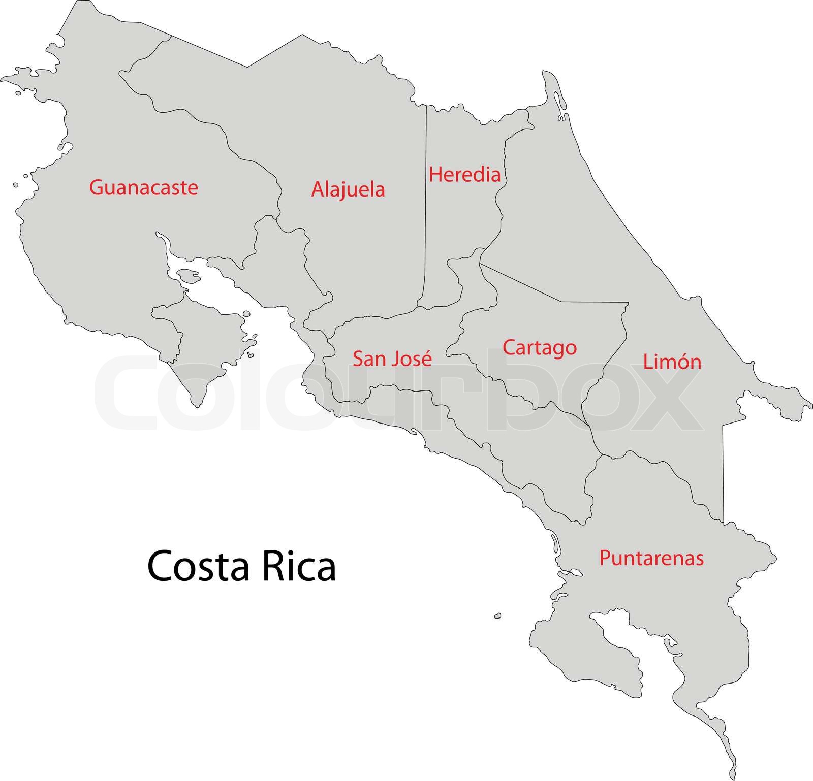 Grey Costa Rica map | Stock vector | Colourbox