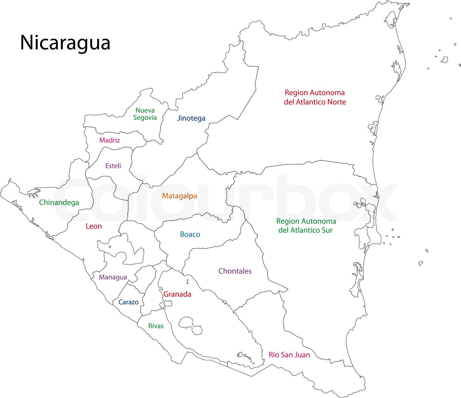 Outline Nicaragua map | Stock vector | Colourbox