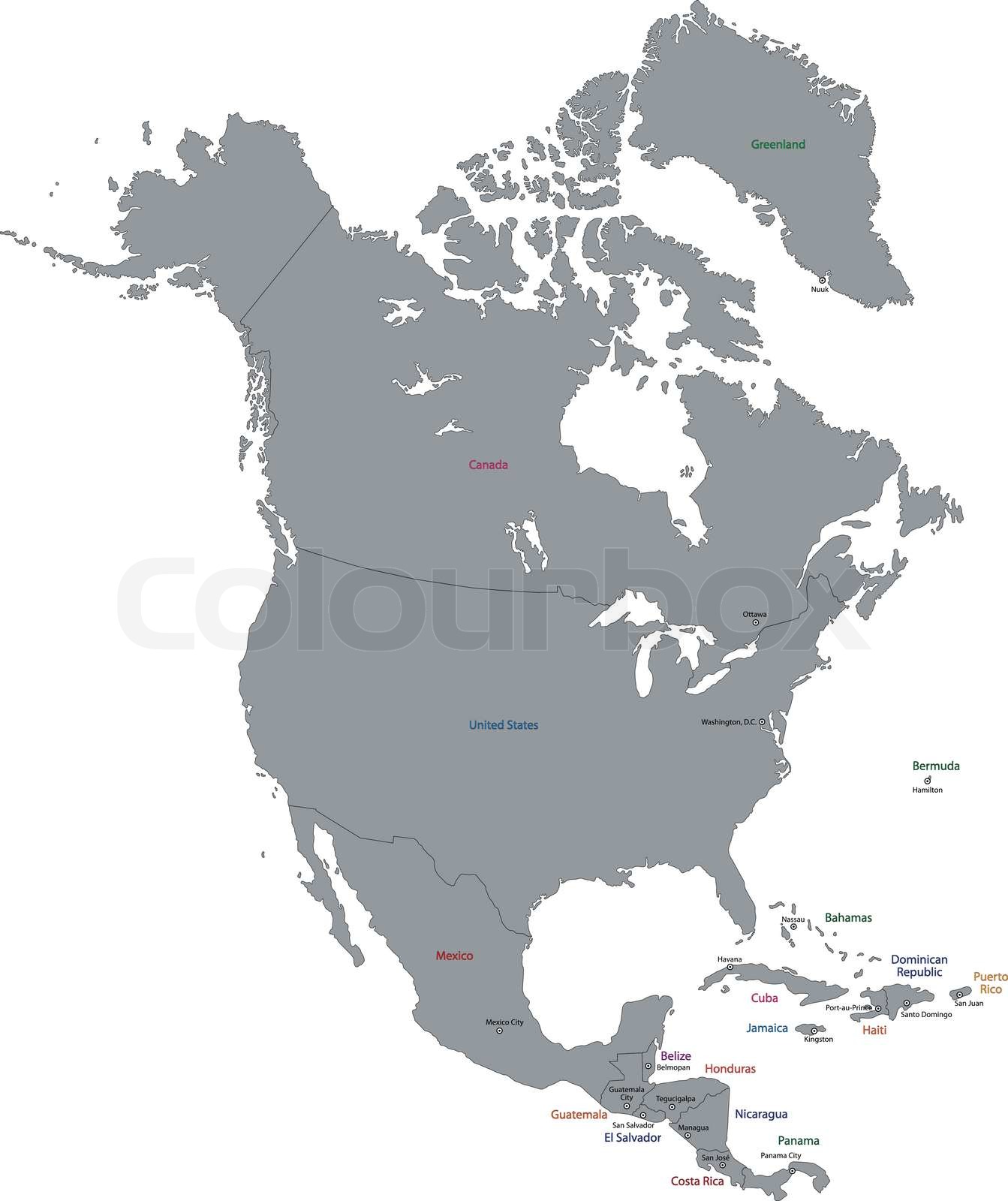 Grey North America map | Stock vector | Colourbox