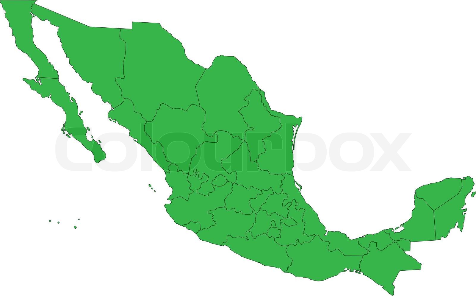 Green Mexico map | Stock vector | Colourbox