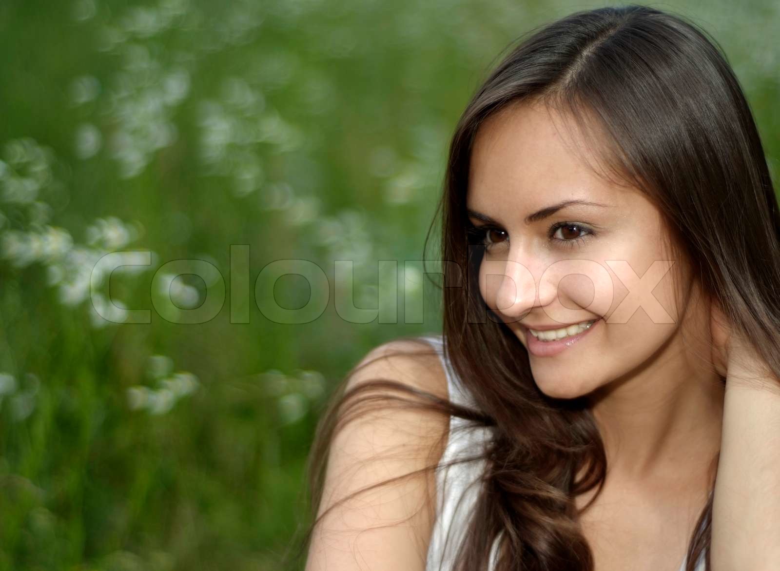 happy girl sitting | Stock image | Colourbox