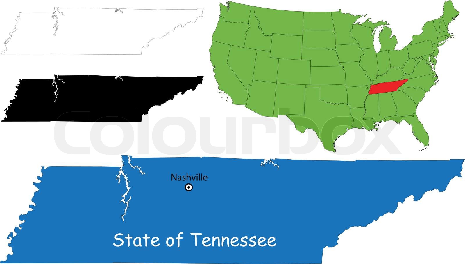 Tennessee map | Stock vector | Colourbox