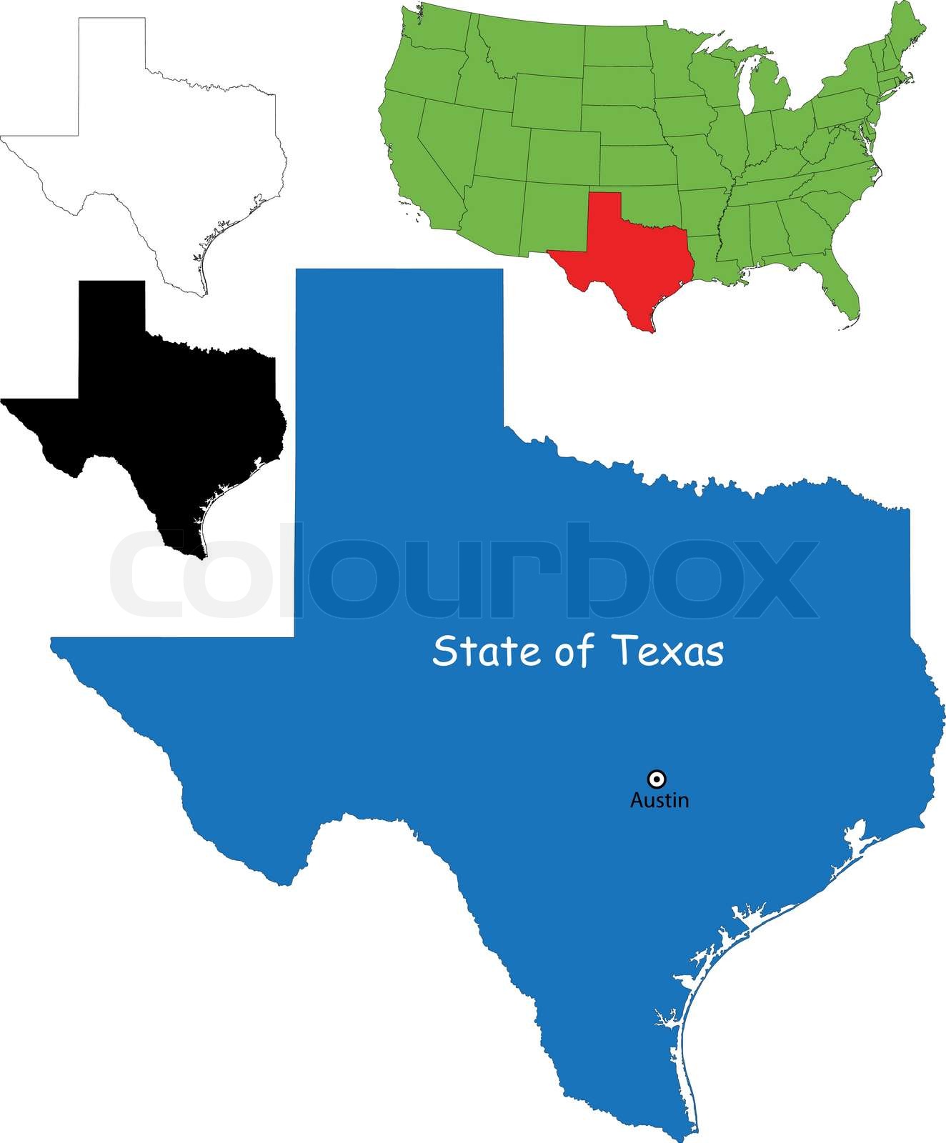 texas, detaljeret, delstat | Stock vektor | Colourbox