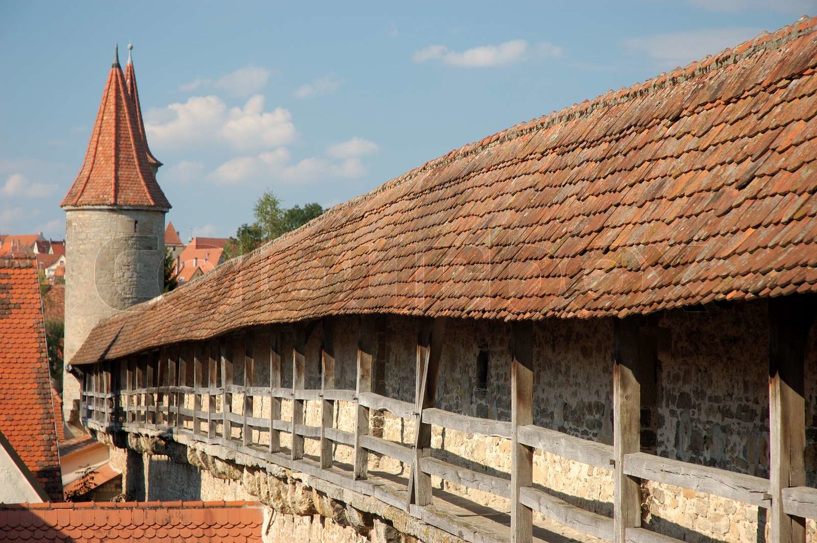 Stadtmauer von Rothenburg ob der Tauber , mittelalterliche Stadt in ...